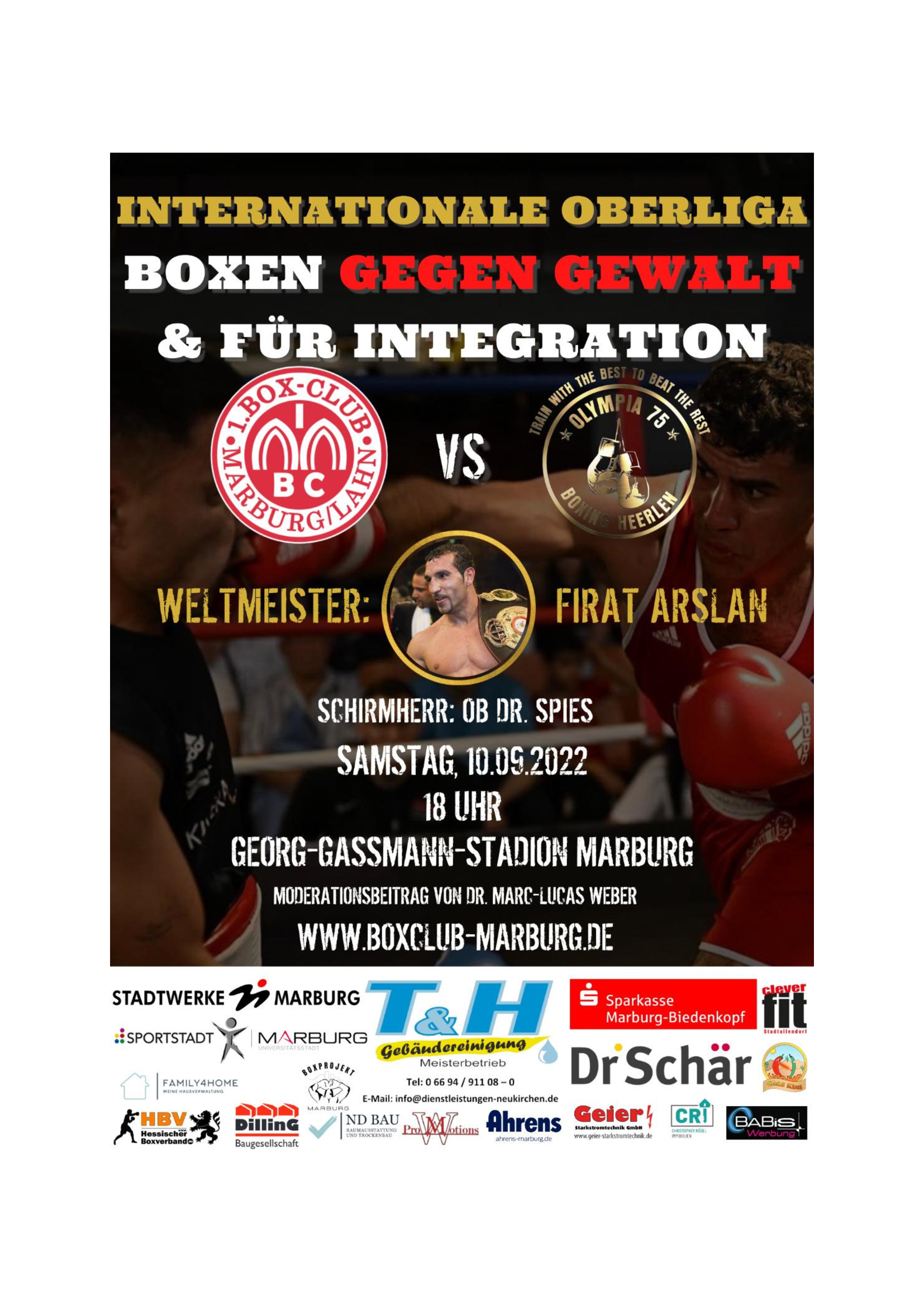 SAVE THE DATE: 10.09.2022: Internationale Oberliga: Boxen gegen Gewalt ...
